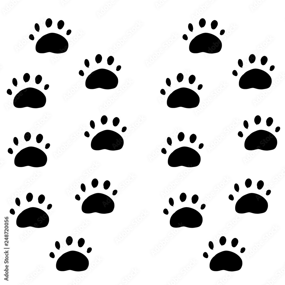 Panda paw prints with five fingers. The footprints of animals comic ...