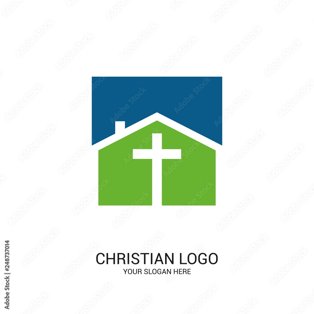 Christian church logo. Bible symbols. Cross of Jesus Christ on the ...