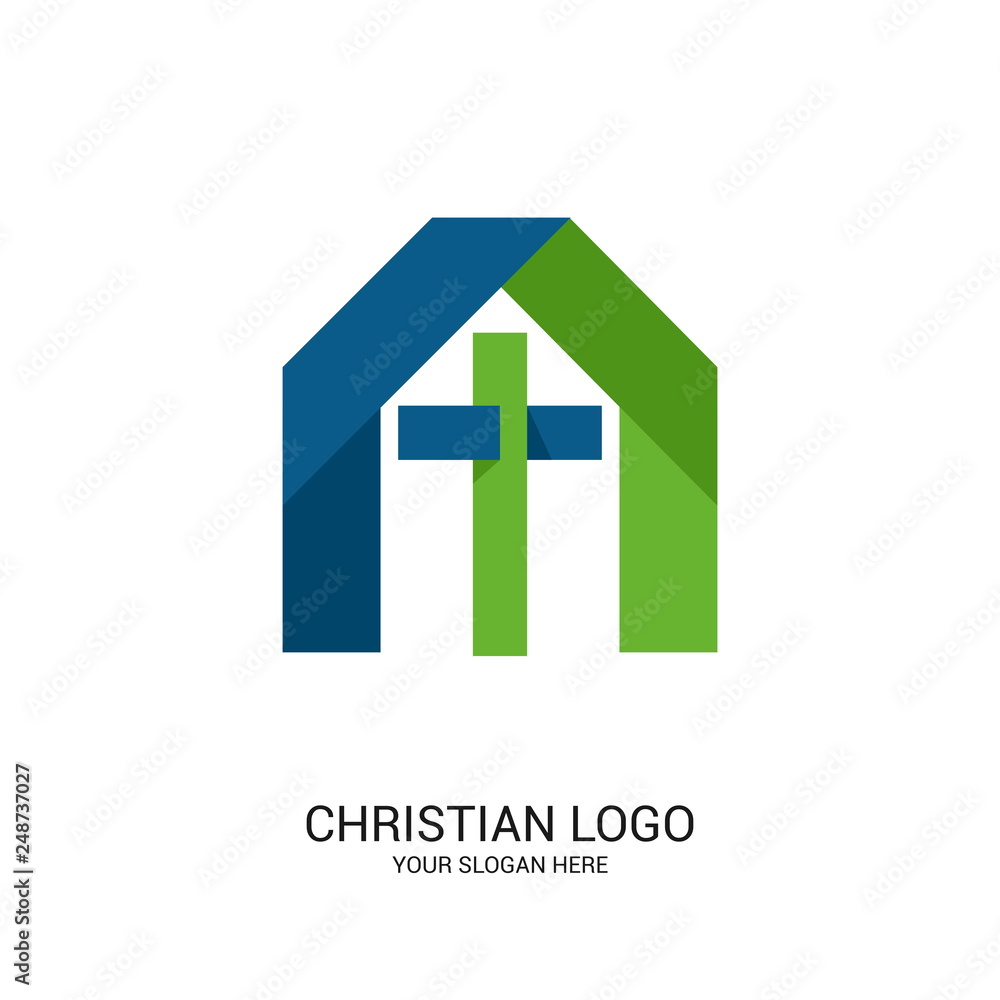 Christian church logo. Bible symbols. Cross of Jesus Christ on the ...