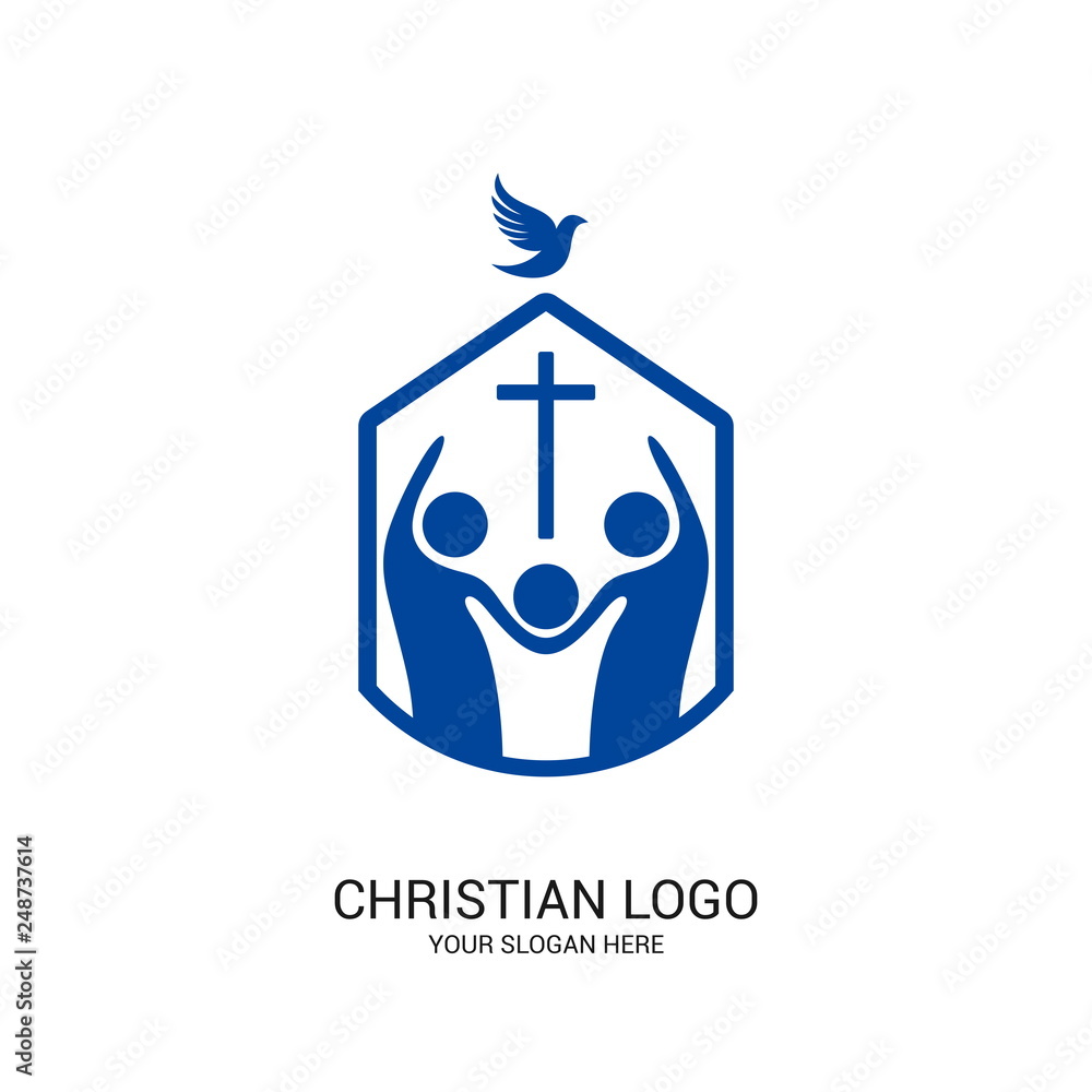 Christian church logo. Bible symbols. Community of believers in Jesus ...