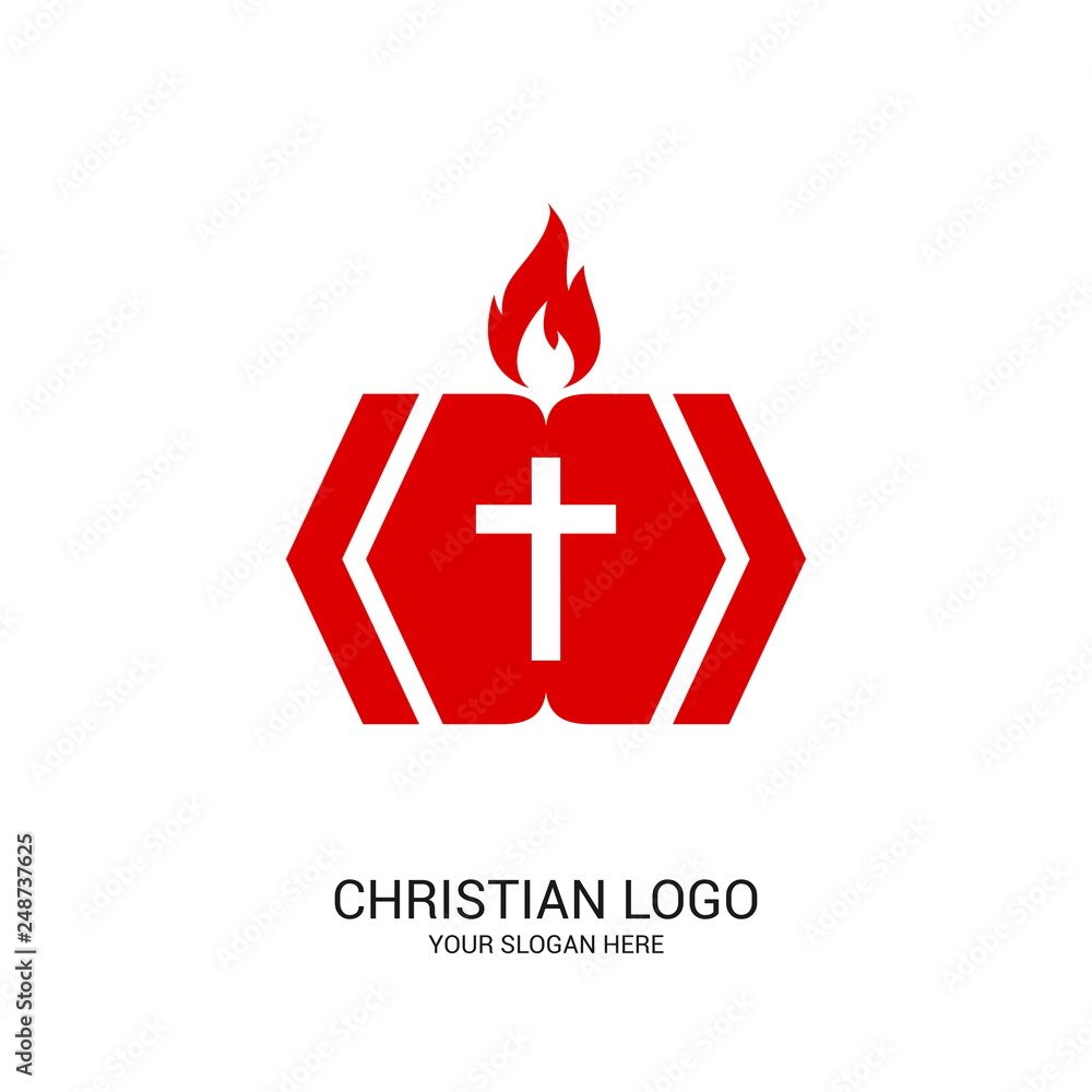 Christian church logo. Bible symbols. The cross of the Lord and Savior ...