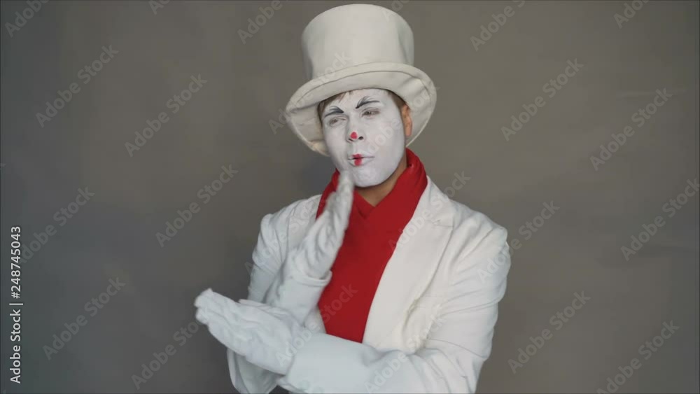 Image on white studio background. Mime gestures noMime denies and says ...