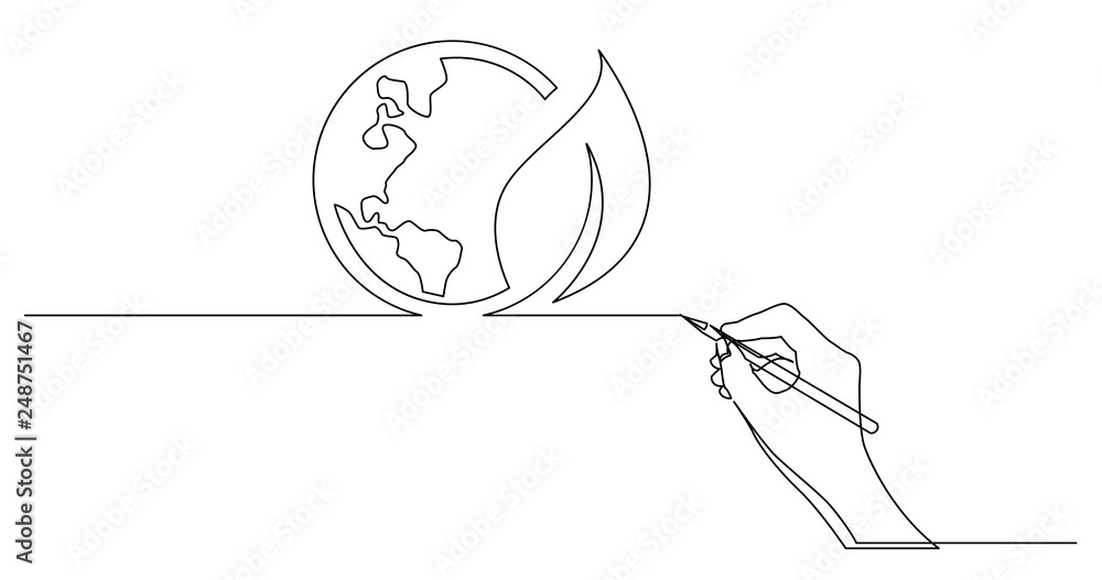 hand drawing business concept sketch of of green energy planet earth ...