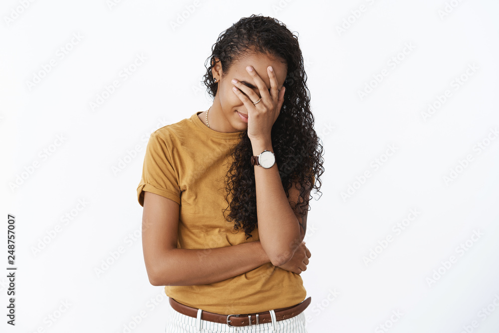 Oh gosh please stop. Portrait of embarrassed awkward cute african ...