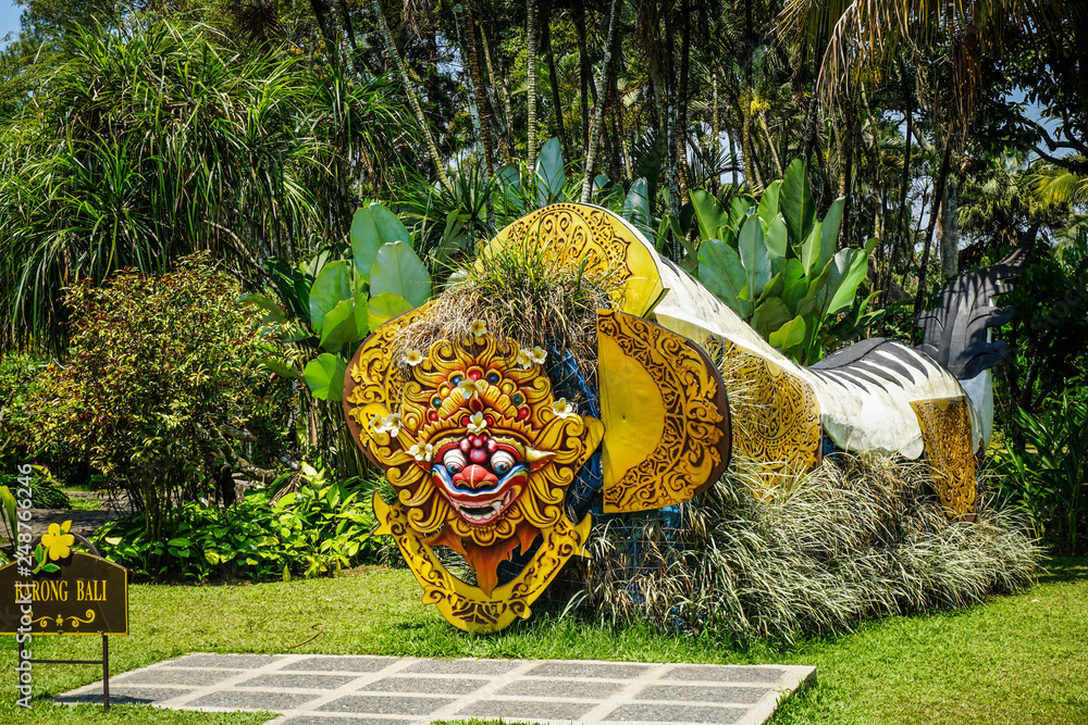 bali barong from indonesia on the middle of garden park with green ...
