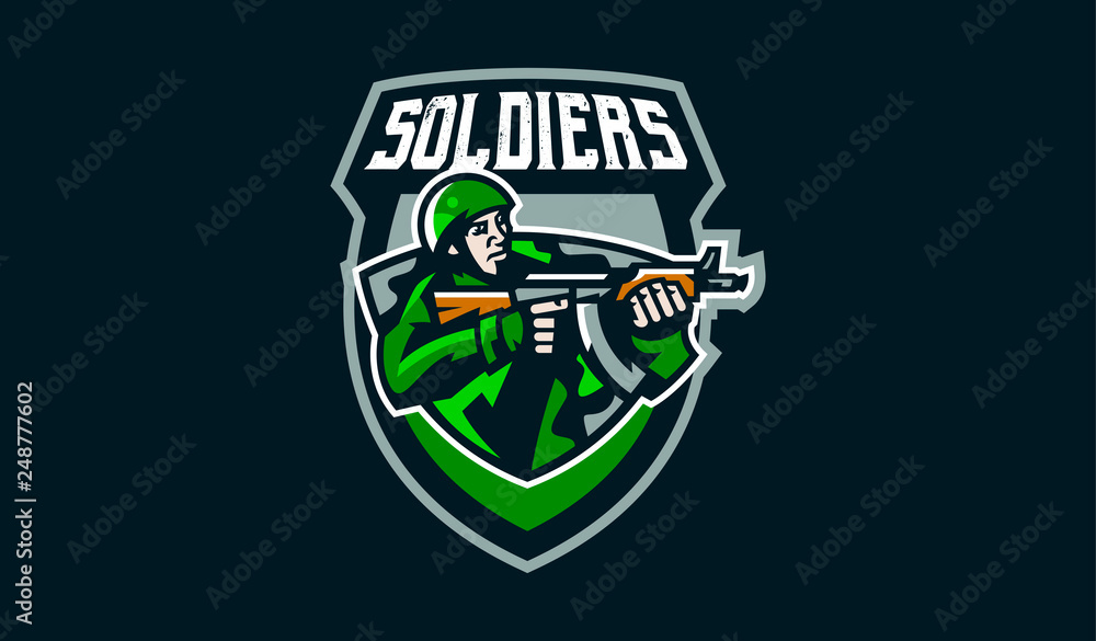 The emblem of the soldier. Logo of a military man. Military force ...