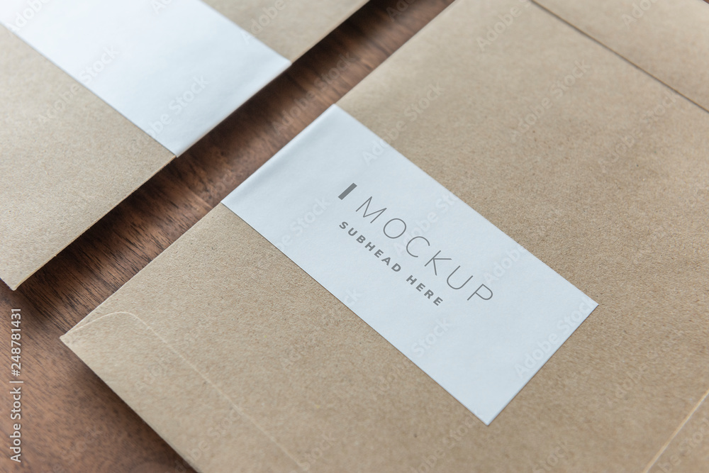 Recycled natural paper envelope mockups Stock Photo | Adobe Stock