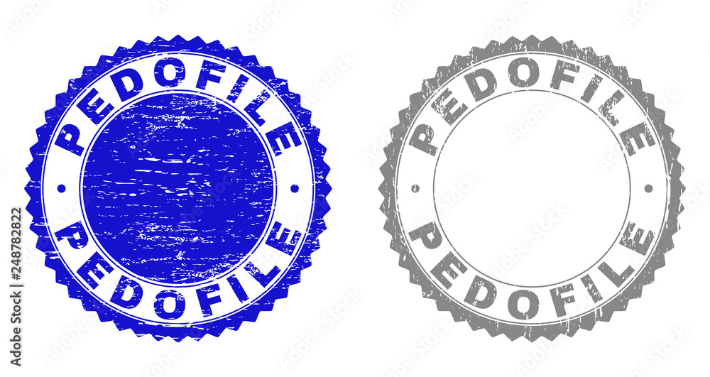 Grunge PEDOFILE stamp seals isolated on a white background. Rosette ...