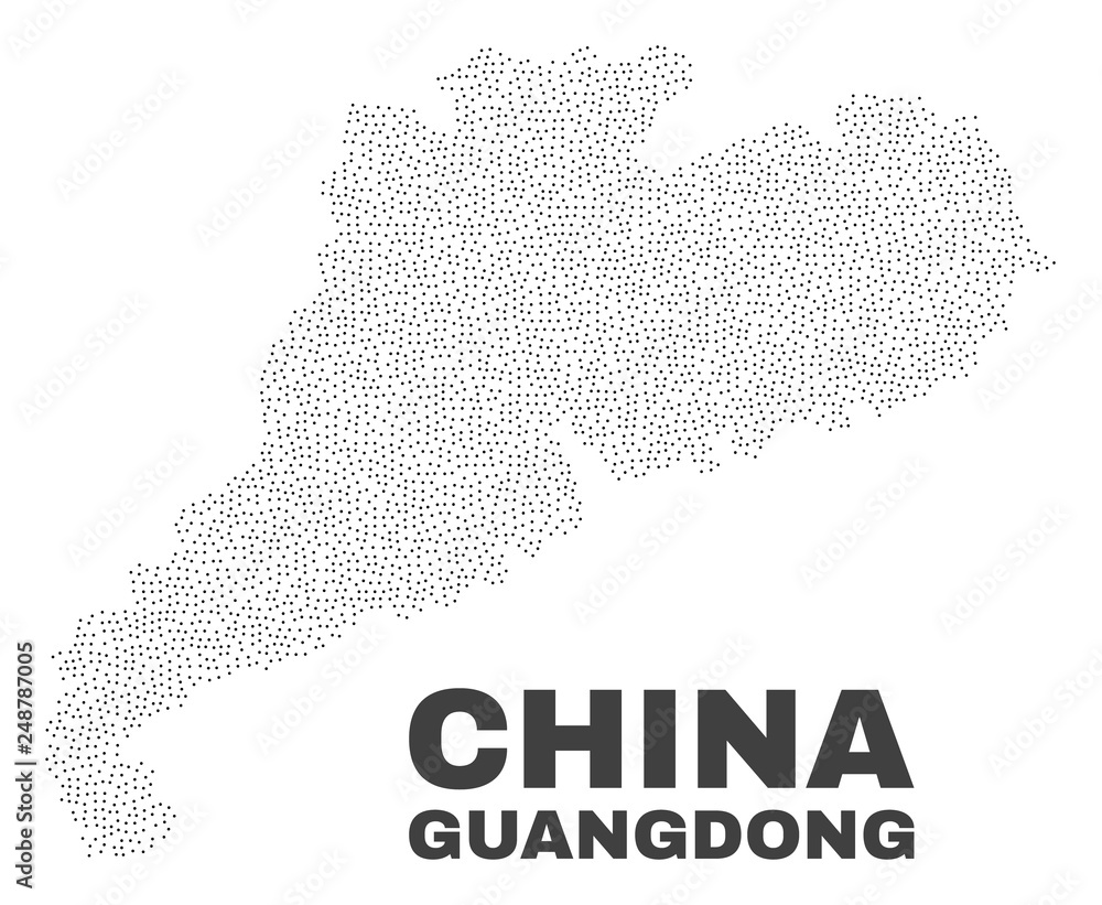 Guangdong Province map designed with little dots. Vector abstraction in ...