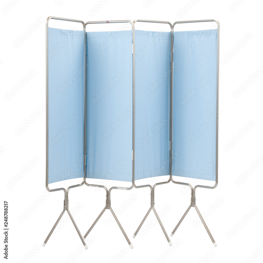 Modular Four Panel Privacy Screen for Patient Privacy Isolated on White ...