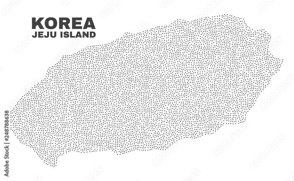 Jeju Island map designed with tiny points. Vector abstraction in black ...