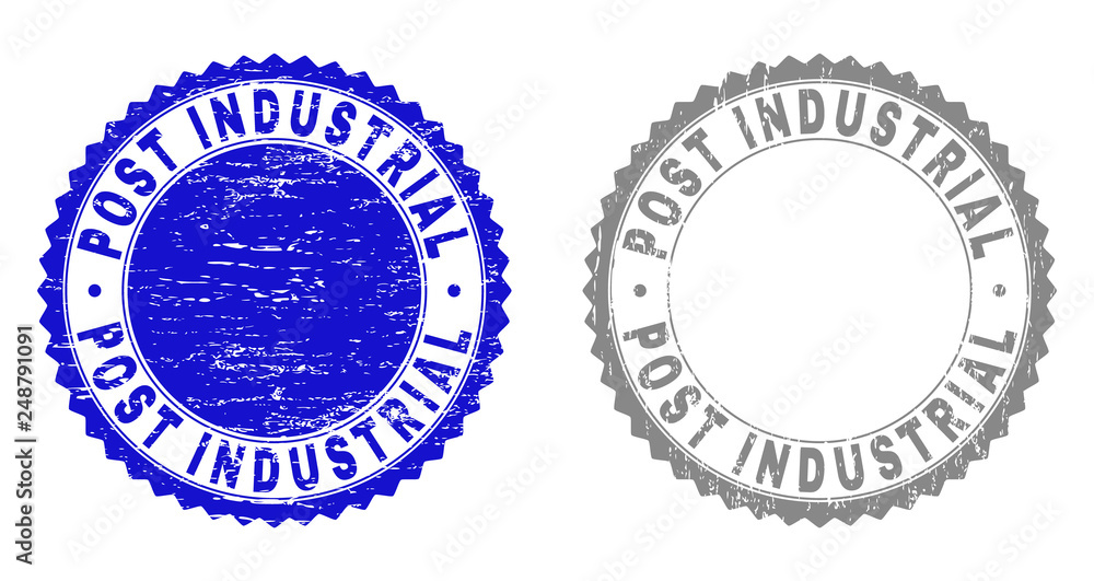 Grunge POST INDUSTRIAL stamp seals isolated on a white background ...