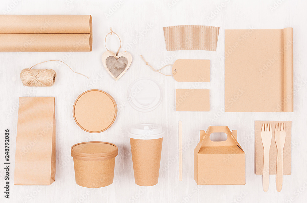 Set of cardboard package for different fast food for advertising, menu ...
