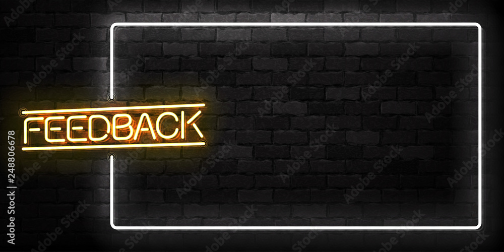 Vector realistic isolated neon sign of Feedback frame logo for template ...