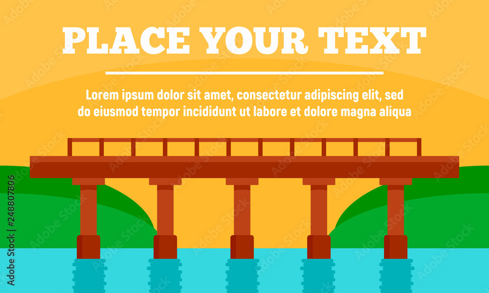 Beton bridge concept banner. Flat illustration of beton bridge vector ...