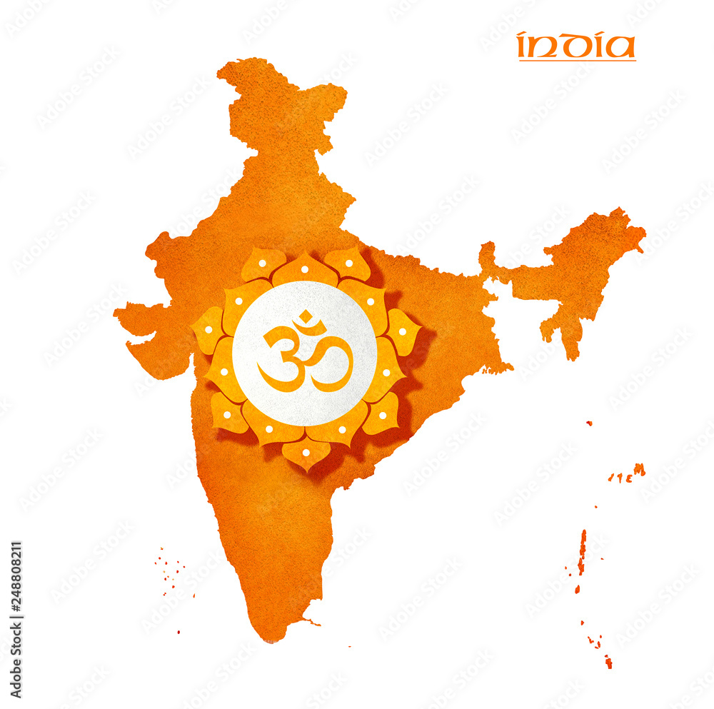 INDIA MAP OM SYMBOL Stock Photo | Adobe Stock