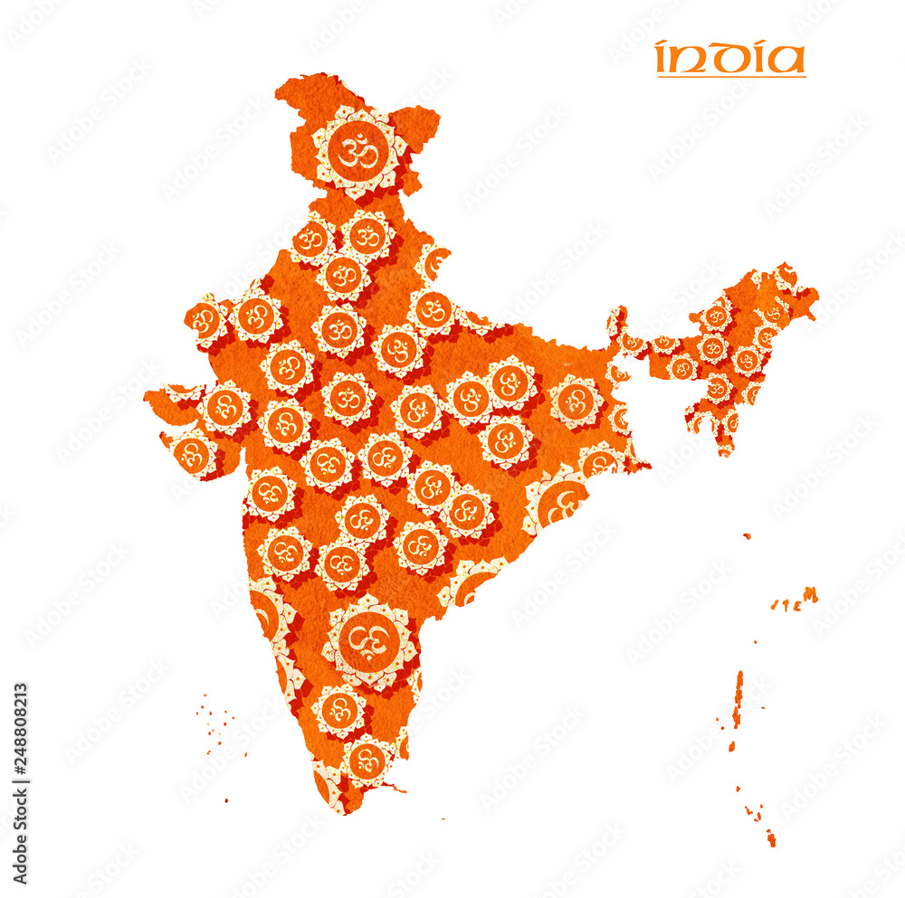 INDIA MAP OM SYMBOL Stock Illustration | Adobe Stock