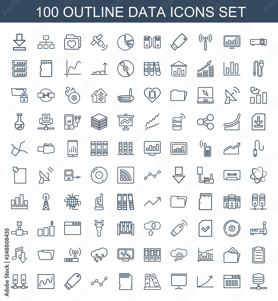 100 data icons Stock Vector | Adobe Stock