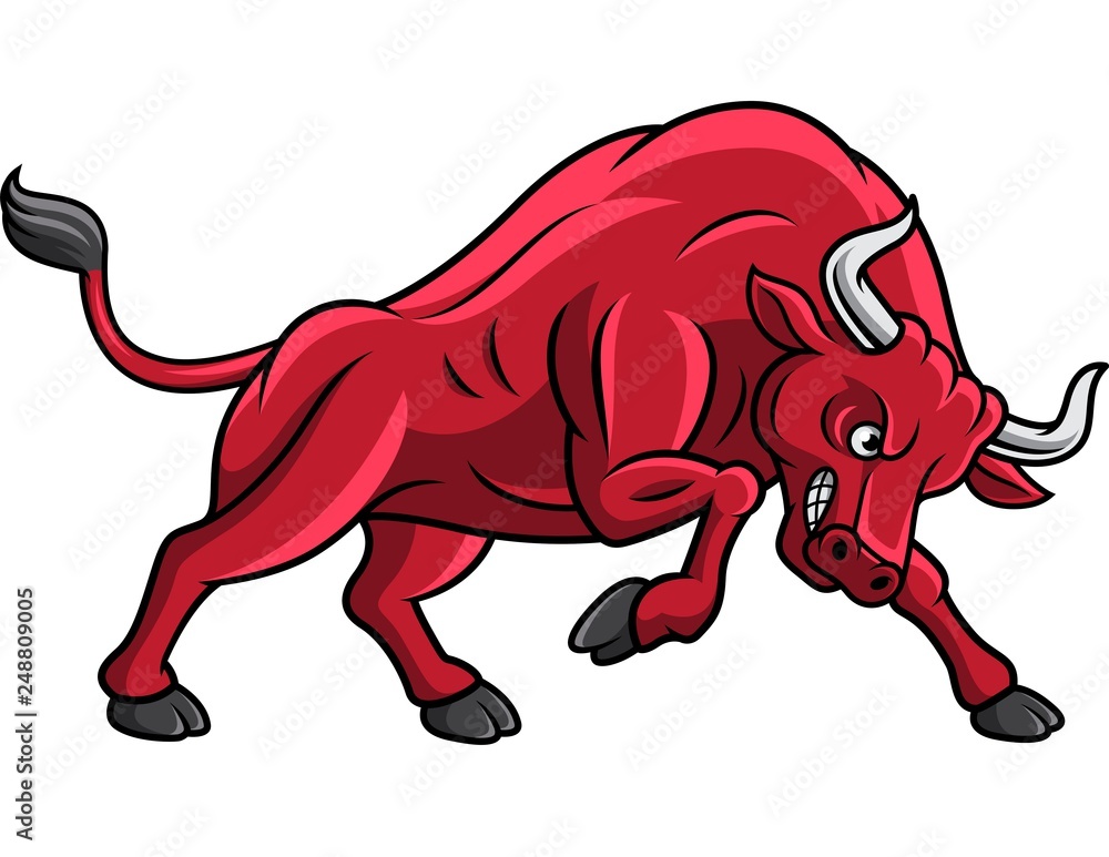 Cartoon red bull attack Stock Vector | Adobe Stock