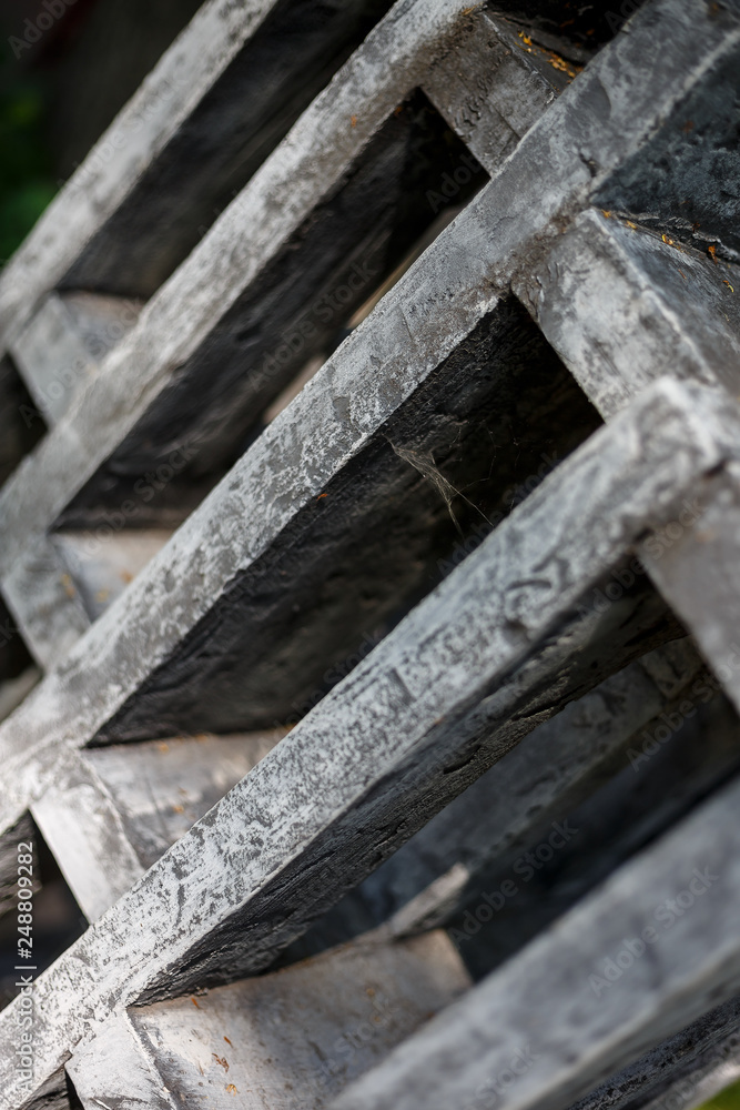 Rough metal construction. Large rectangular shapes photographed at an ...
