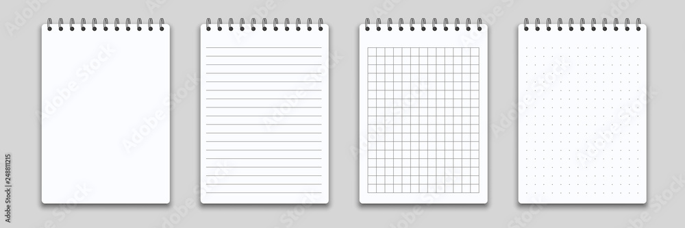 Notebook or memo notepad with binder. Vector note pad or diary with ...