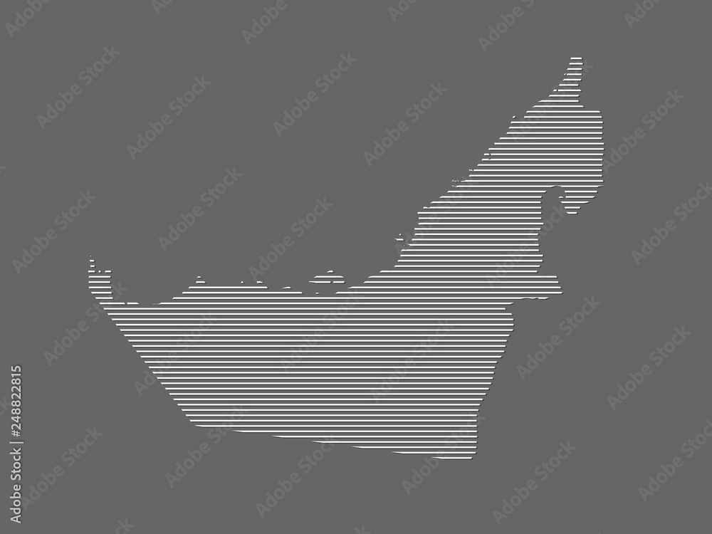 UAE or United Arab Emirates map vector with simple straight lines on ...