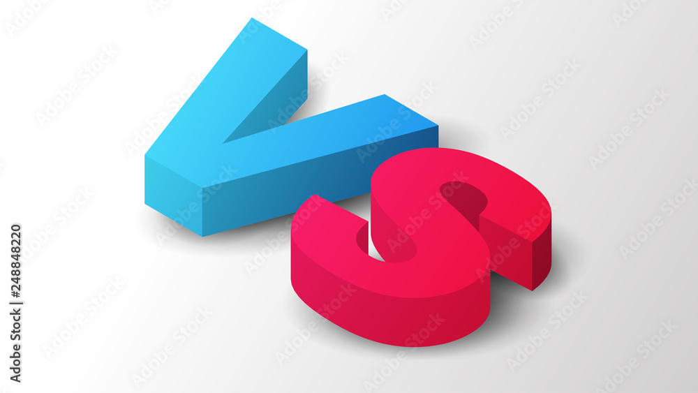 Isometric versus logo vs letters on white background. Design ...