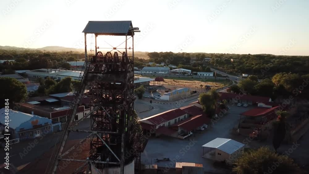 Beautiful old rusty mine shaft in the middle of an old mining town ...