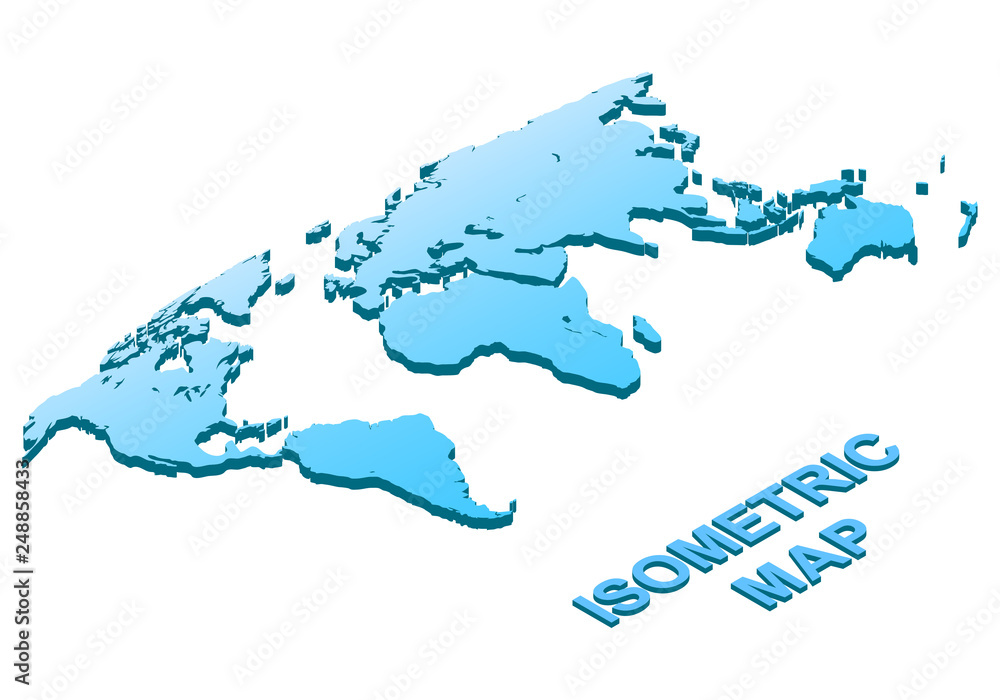 Isometric Map of world isolated on white Stock Vector | Adobe Stock
