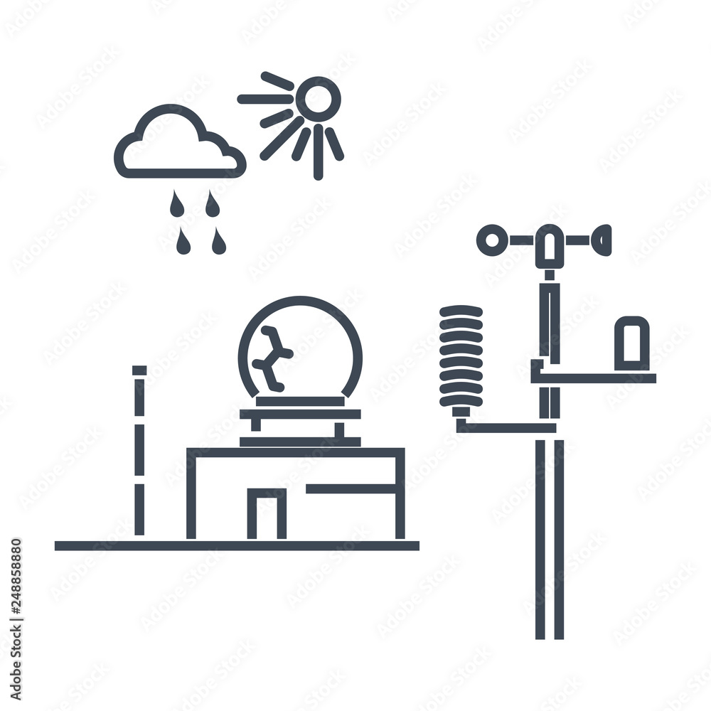 thin line icon weather station, radar Stock Vector | Adobe Stock