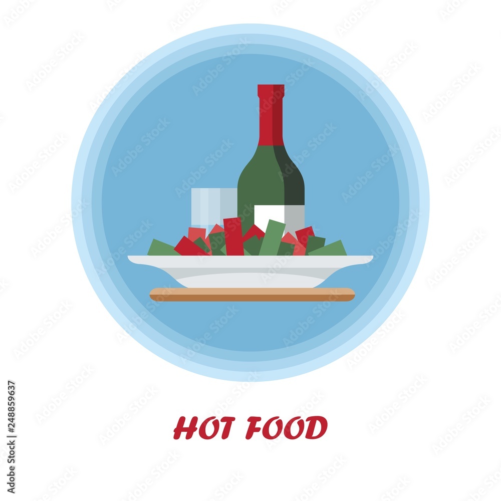 Hot food flat vector illustration. First course. Catering serving ...