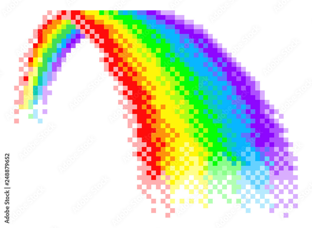 A Rainbow icon in pixel art 8 bit arcade video game style graphic ...