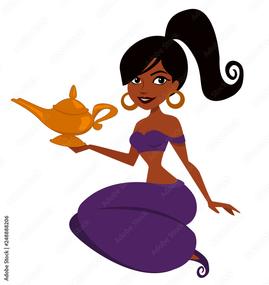 Girl Genie With A Lamp Stock Vector Adobe Stock