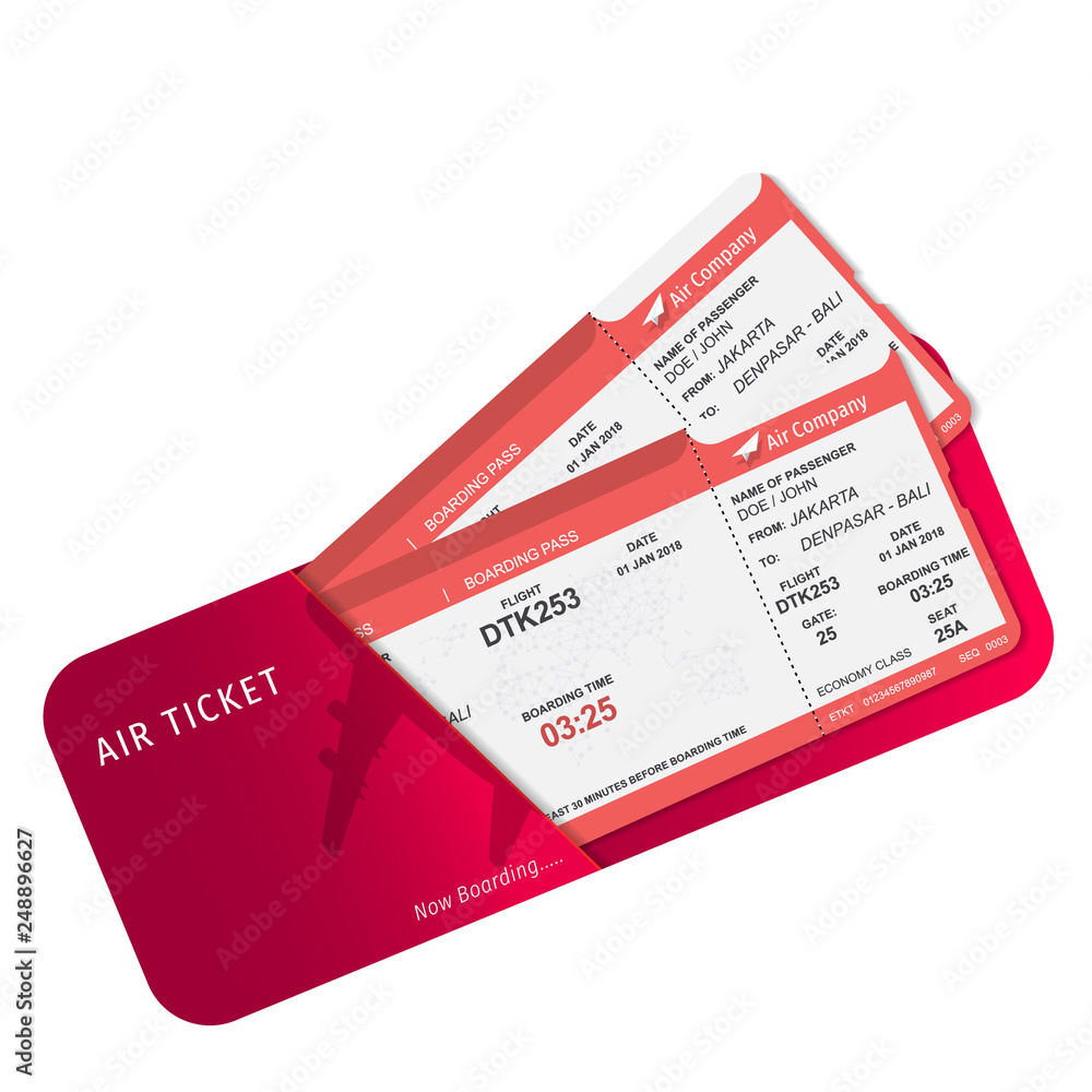 Boarding pass folder. Vector illustration of airline boarding pass ...