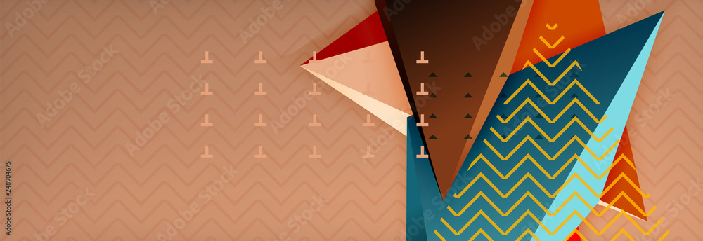 3d triangular shapes geometric background. Origami style pattern with ...