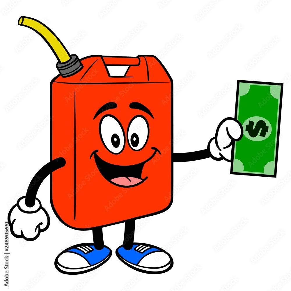 Gasoline Can with a Dollar Bill - A vector cartoon illustration of a ...