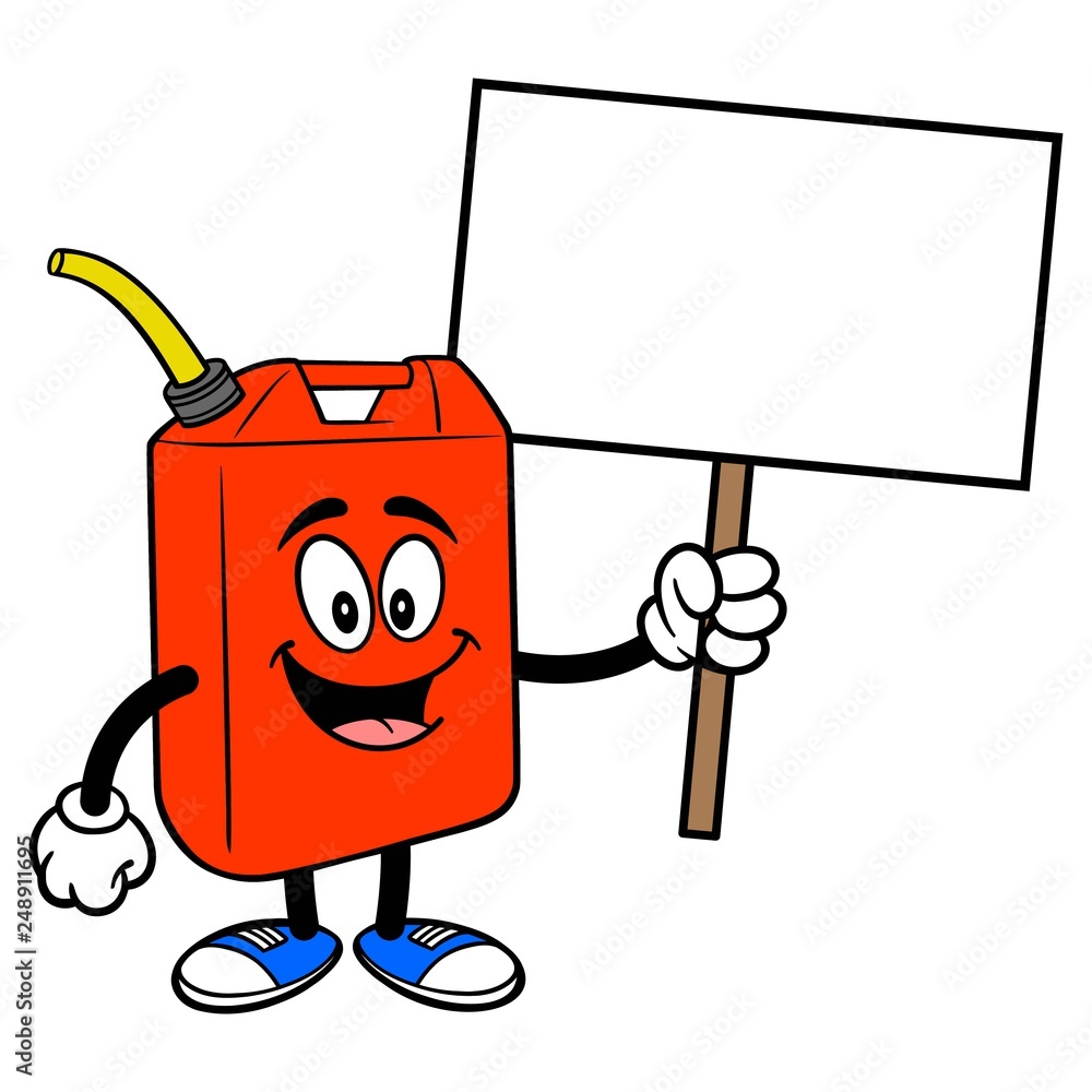 Gasoline Can with a Sign - A vector cartoon illustration of a fun ...