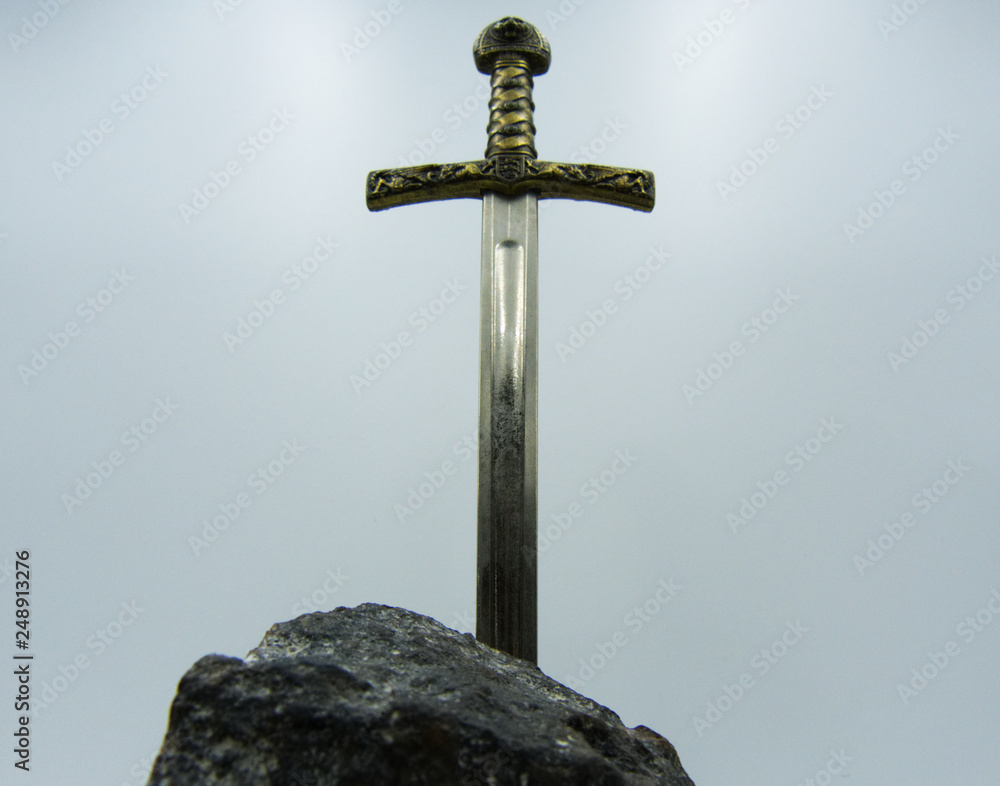 Excalibur the mythical sword in the stone of king Arthur Stock Photo ...