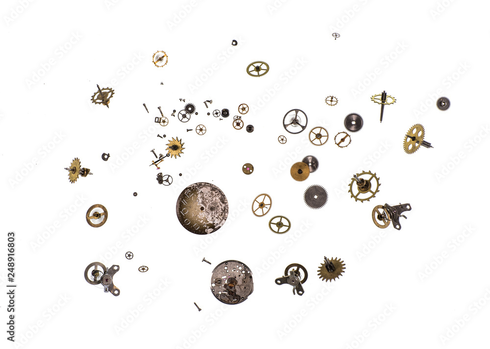 parts of clock mechanism on white background Stock Illustration | Adobe ...
