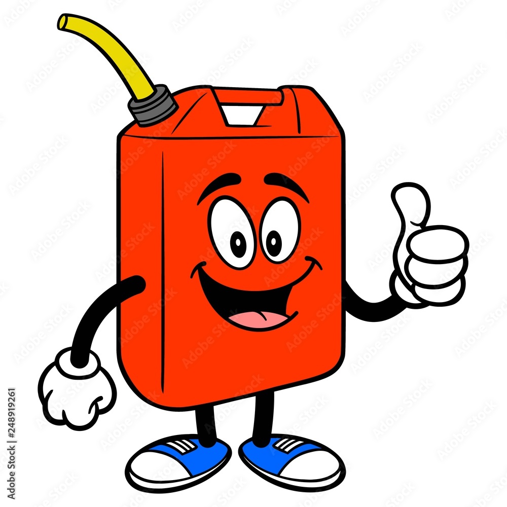 Gasoline Can with Thumbs Up - A vector cartoon illustration of a ...