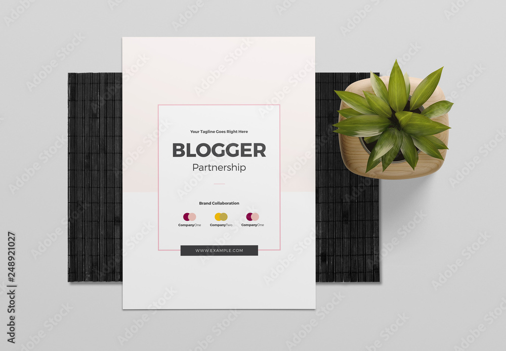 Blogger Portfolio Layout with Pink Accents Stock Template | Adobe Stock