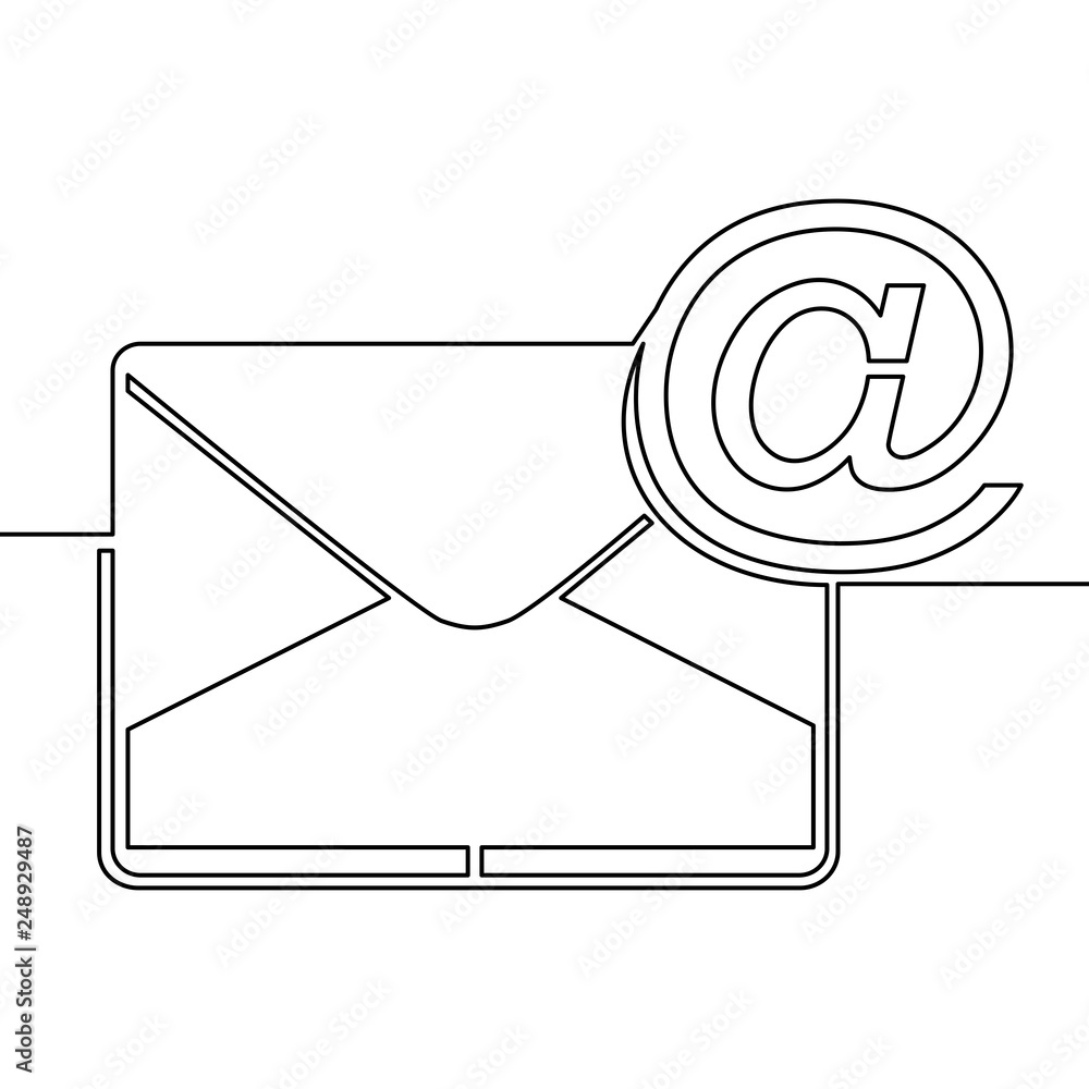 One continuous line drawing of email icon concept Stock Vector | Adobe ...