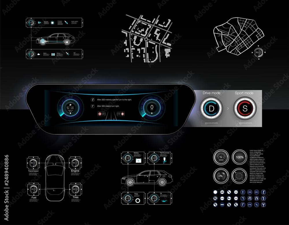 Template-sample car dashboard and the principle of switching modes ...