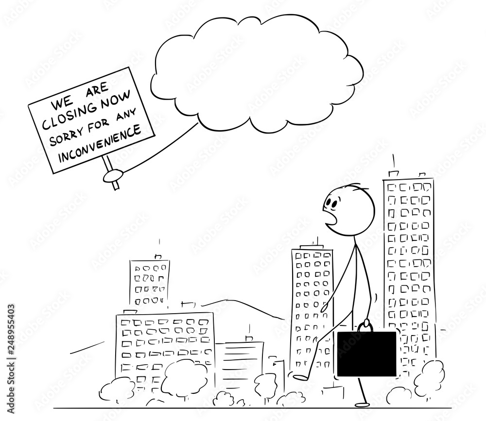 Cartoon stick figure conceptual drawing of man walking on the street ...