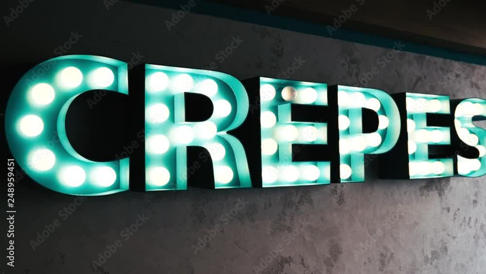crepes sign, crepe shop on street, in Paris France Europe. Cuisine is a ...
