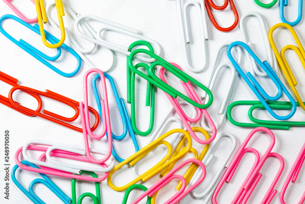 Color office clips. Office background. Stock Photo | Adobe Stock