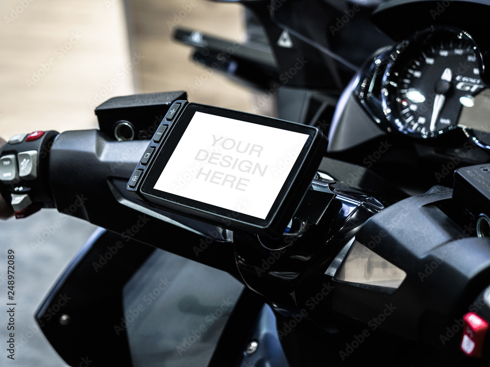 Blank Empty Screen Mock Up Of Motorcycle Travel Navigation On The blank-empty-screen-mock-up-of-motorcycle-travel-navigation-on-the