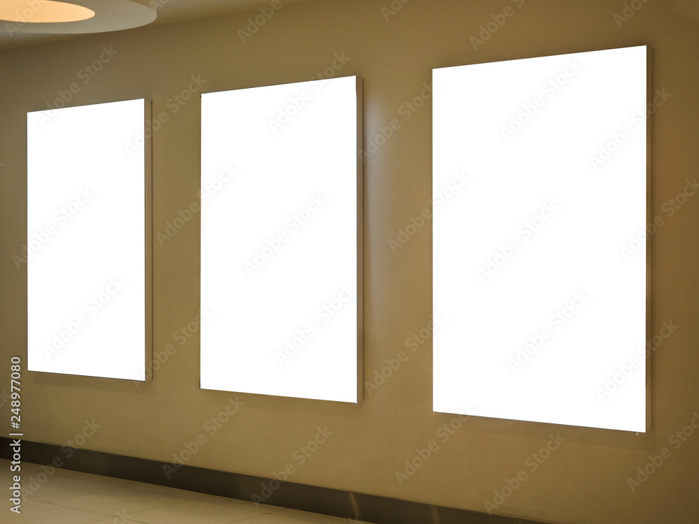 Digital media luxury blank white screen modern panel, signboard for ...