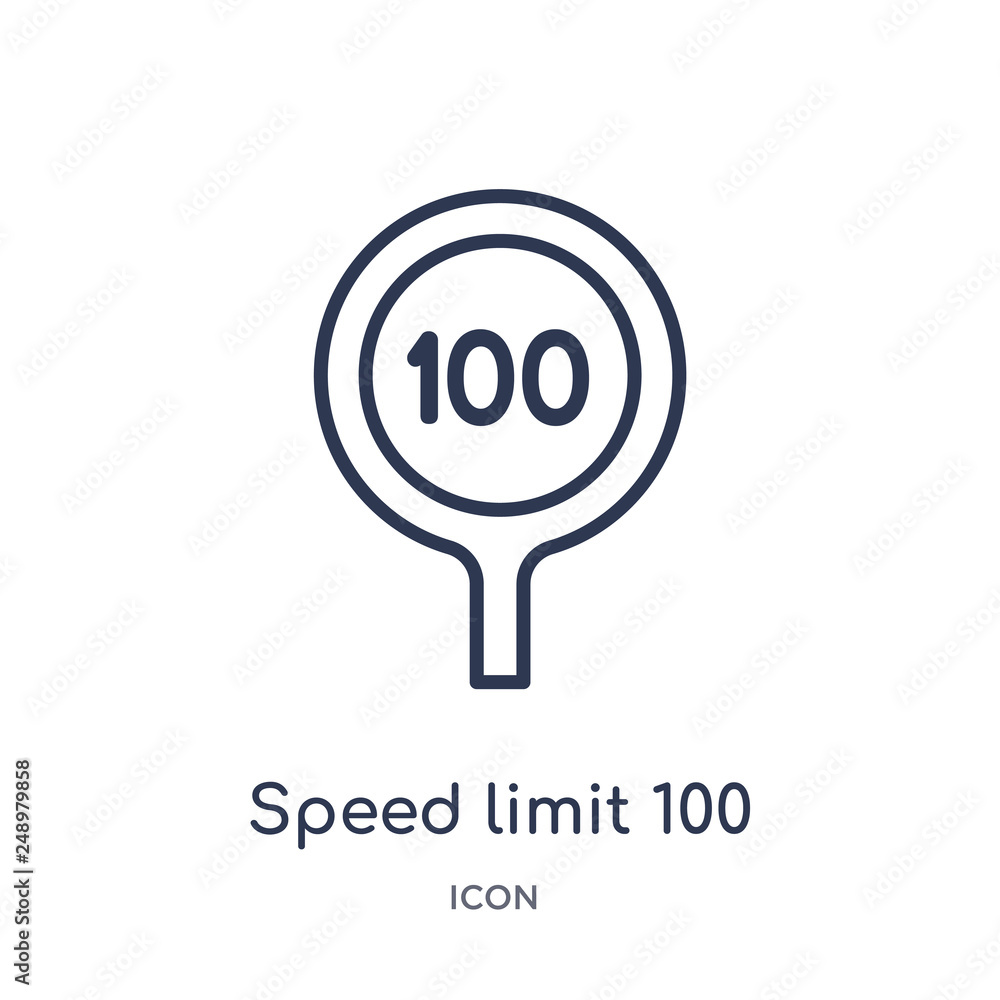 speed limit 100 icon from signs outline collection. Thin line speed ...