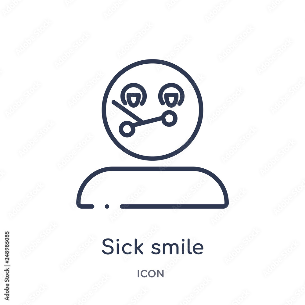 sick smile icon from people outline collection. Thin line sick smile ...